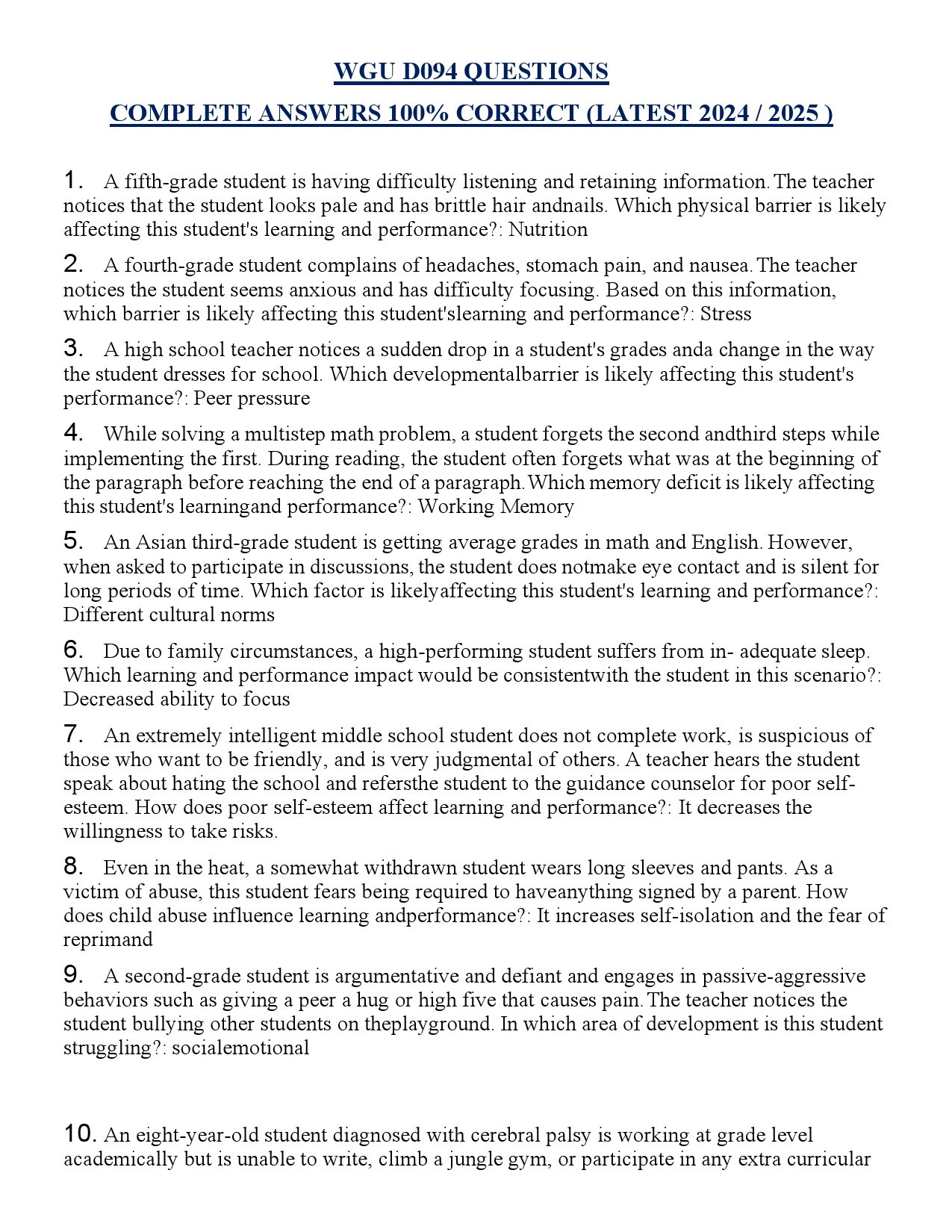 WGU D094 QUESTIONS COMPLETE ANSWERS 100% CORRECT (LATEST 2024 / 2025 )